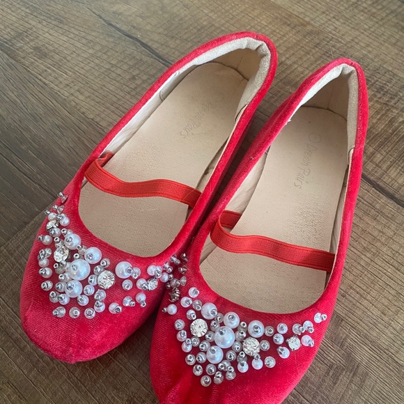 Shoes | Red Pearlsequin Girls Ballet Style Dress Shoe | Poshmark